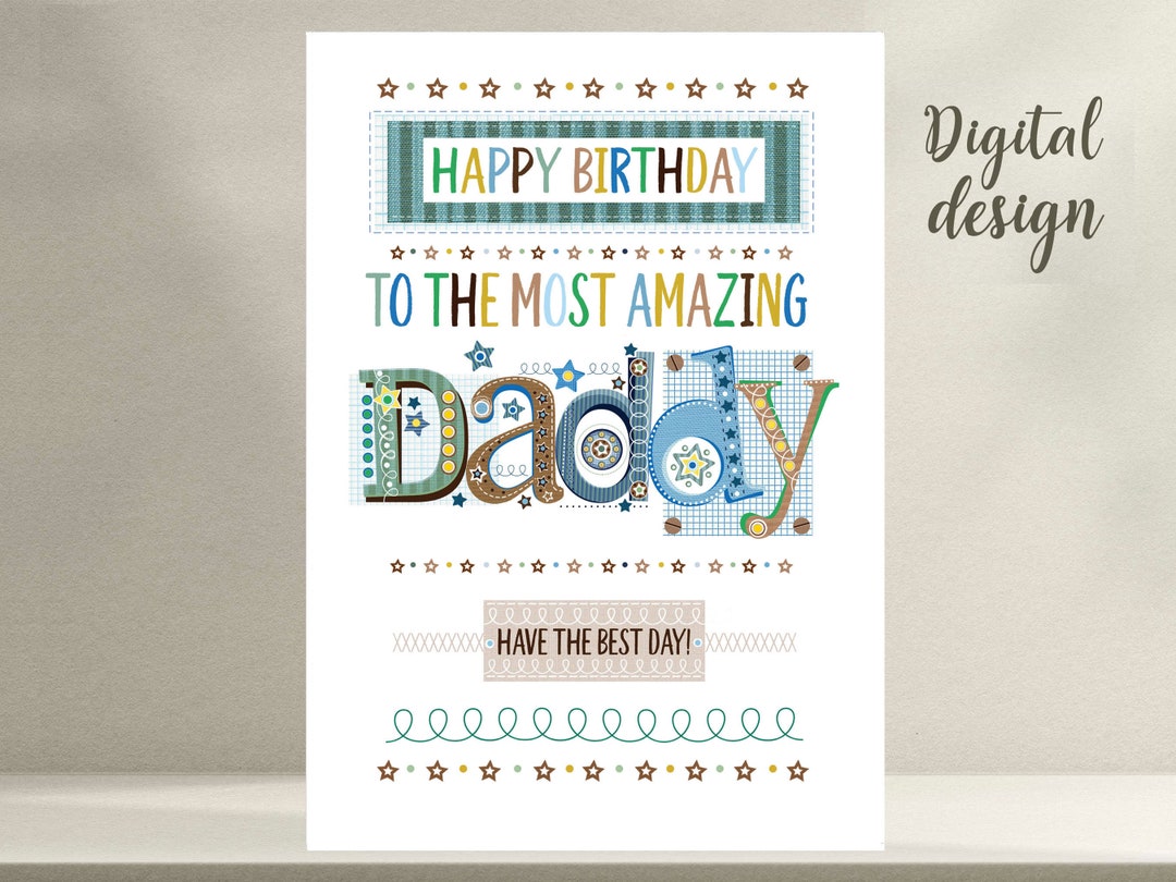 Daddy BIRTHDAY Card, Birthday Card for Daddy, Printable Birthday Card ...