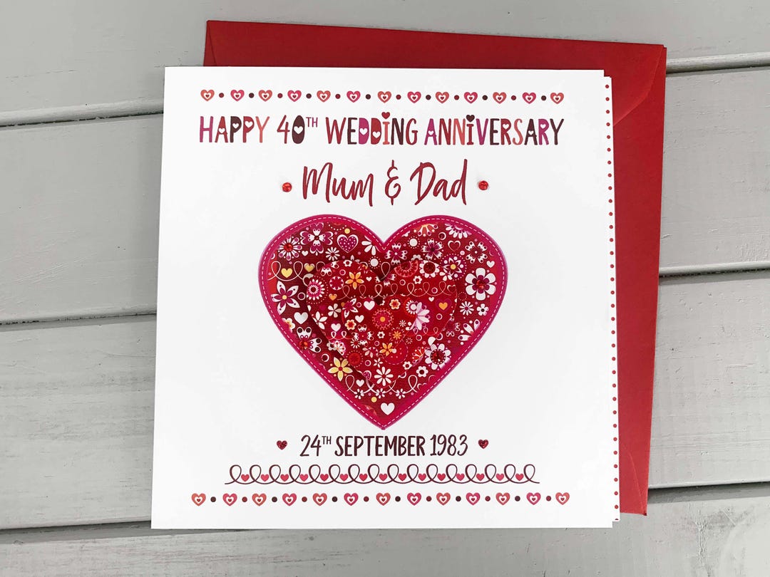 40th Wedding Anniversary Card, Personalised for a Special Ruby ...