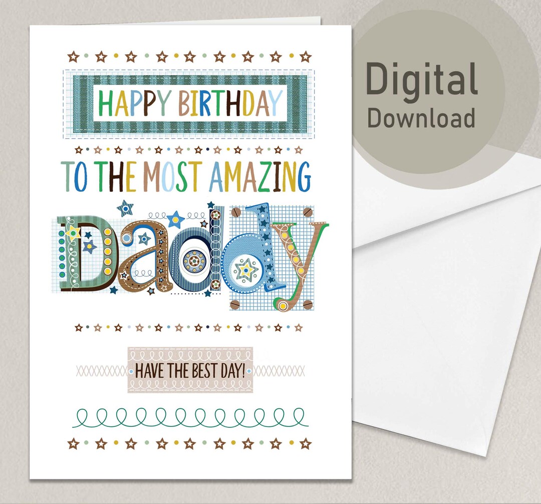 Daddy BIRTHDAY Card, Birthday Card for Daddy, Printable Birthday Card ...