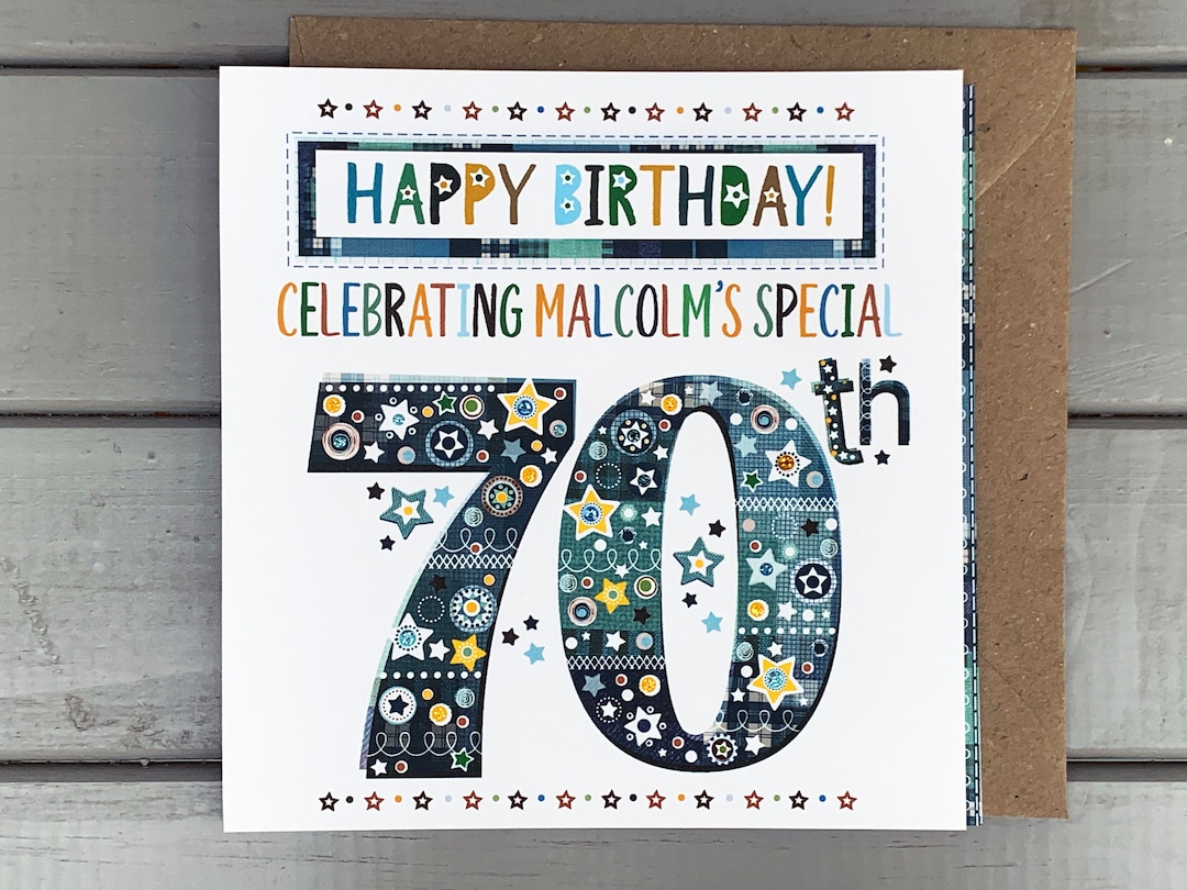 70th Personalised Birthday Card, Special Age Seventy, Gift, 70 Years ...