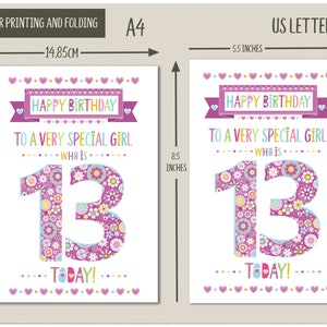 Happy 13th Birthday Card: Special Girl Design (digital Download) - Etsy