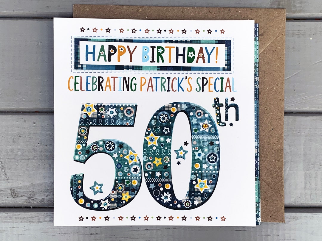 50th Birthday Card Personalised, for Him, Special Age Fifty, 50 Year ...