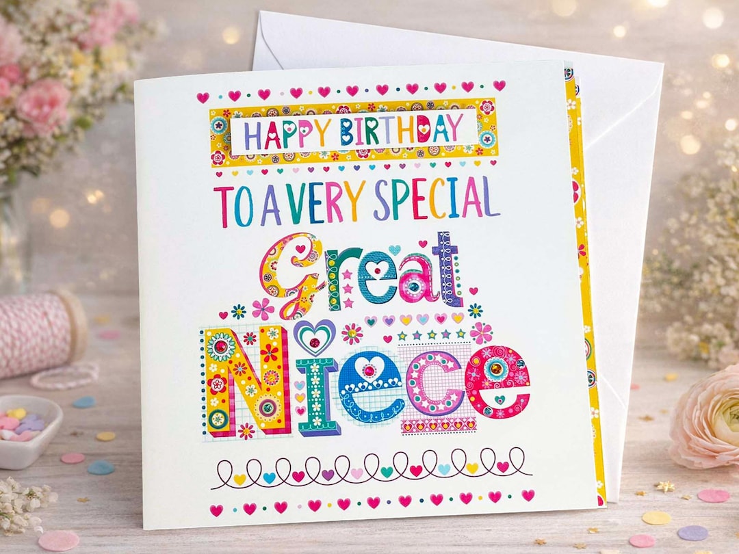 Great Niece Birthday Card | Handmade and Colorful - Etsy