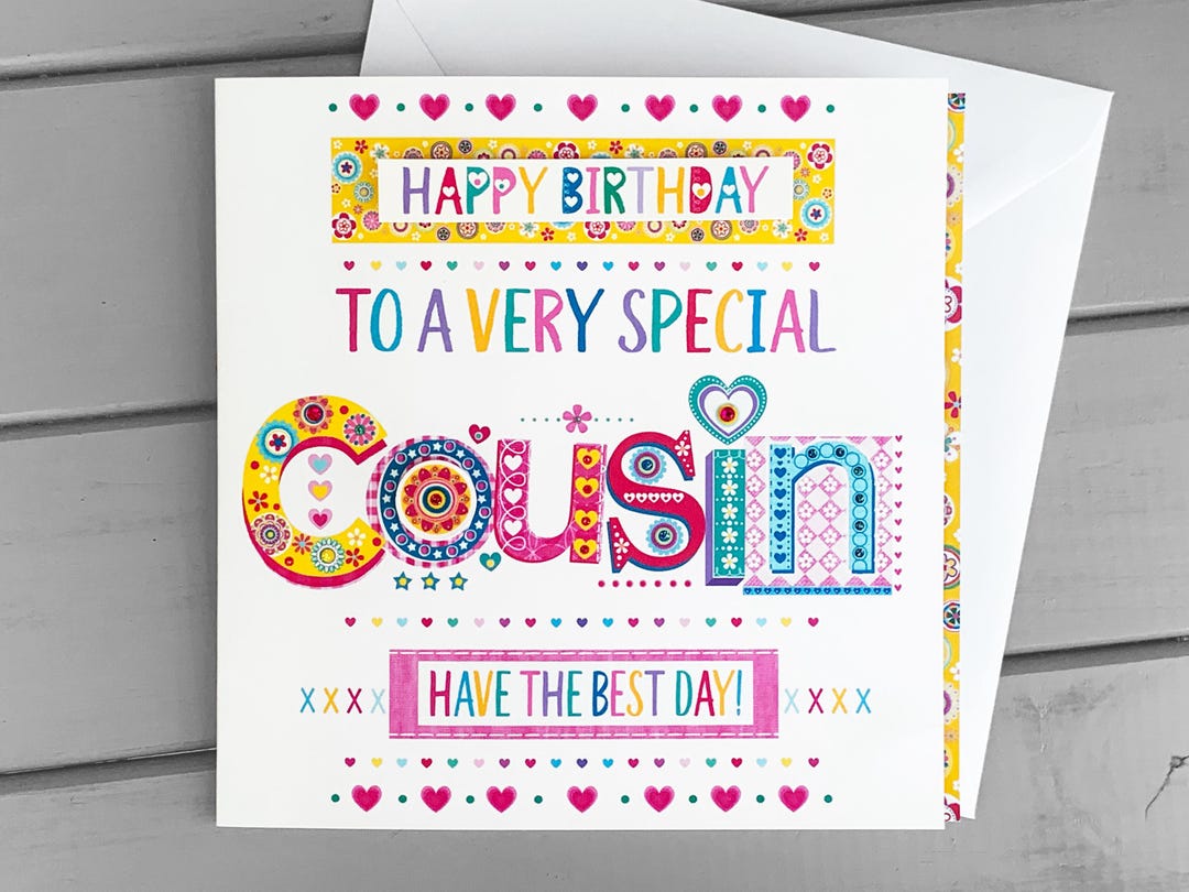 Handmade Cousin Birthday Card: Multicolour Embellished Design - Etsy
