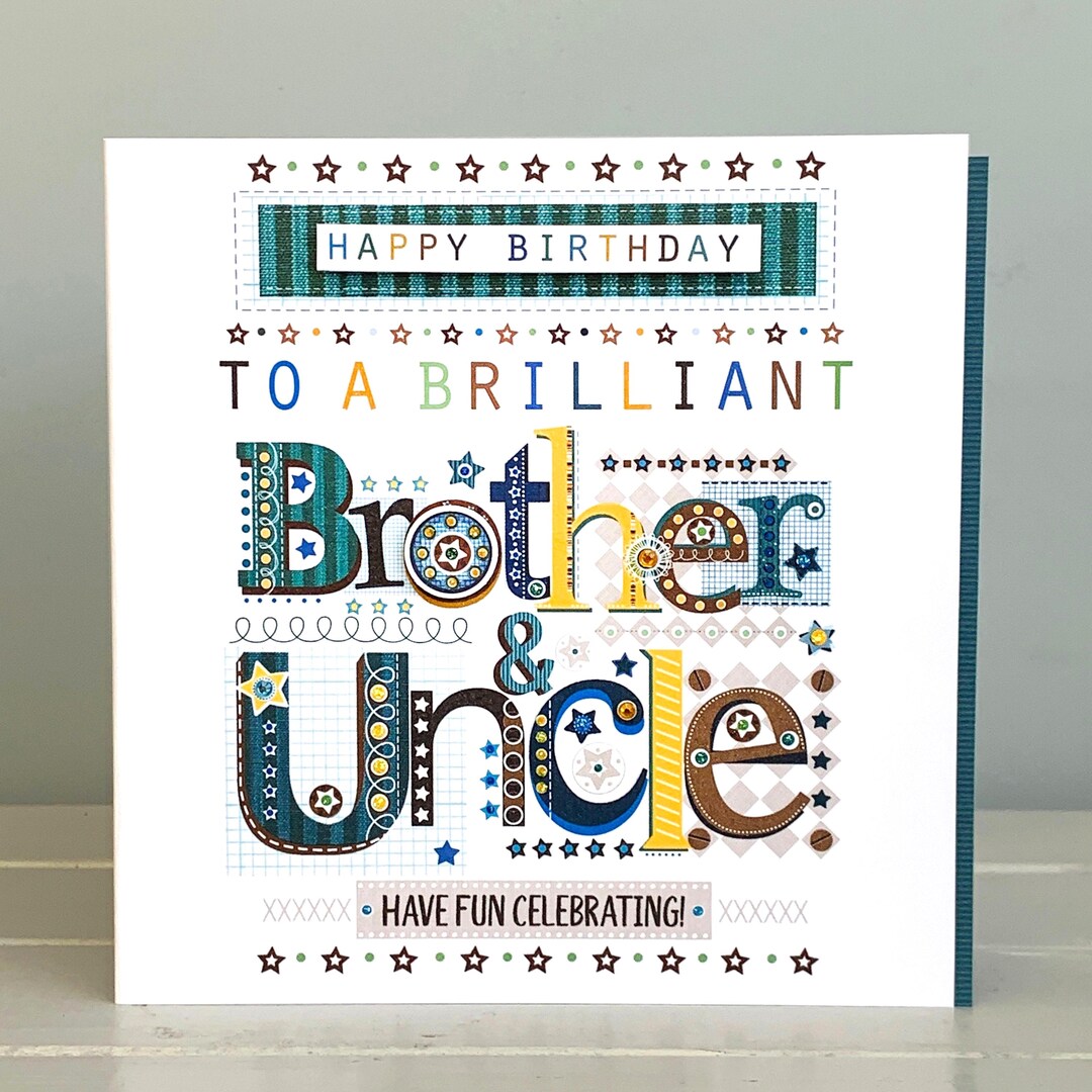 Brother & Uncle Birthday Card: Glitter Gem Design - Etsy