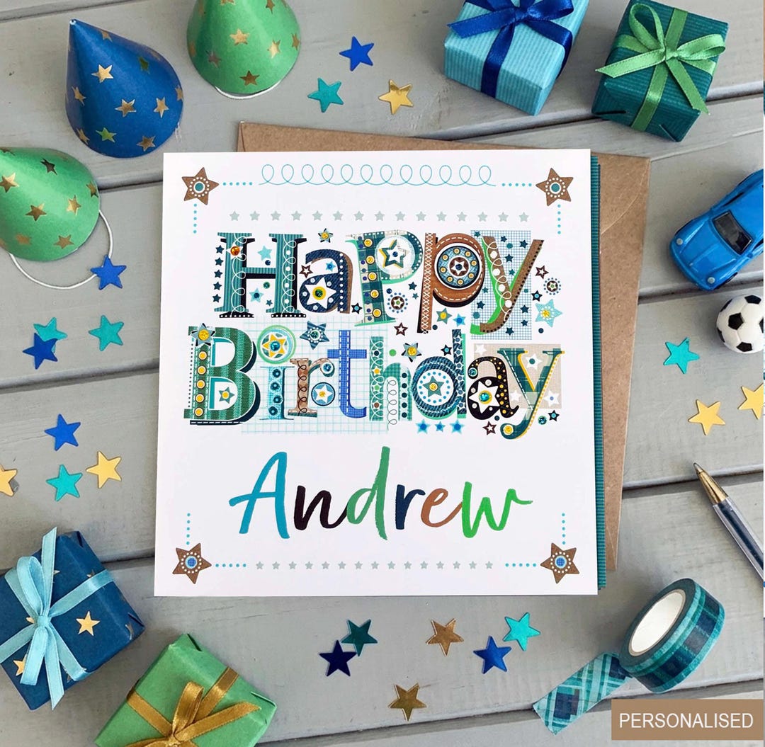 Personalised Birthday Card for Him – Handmade Custom Name Card - Send ...