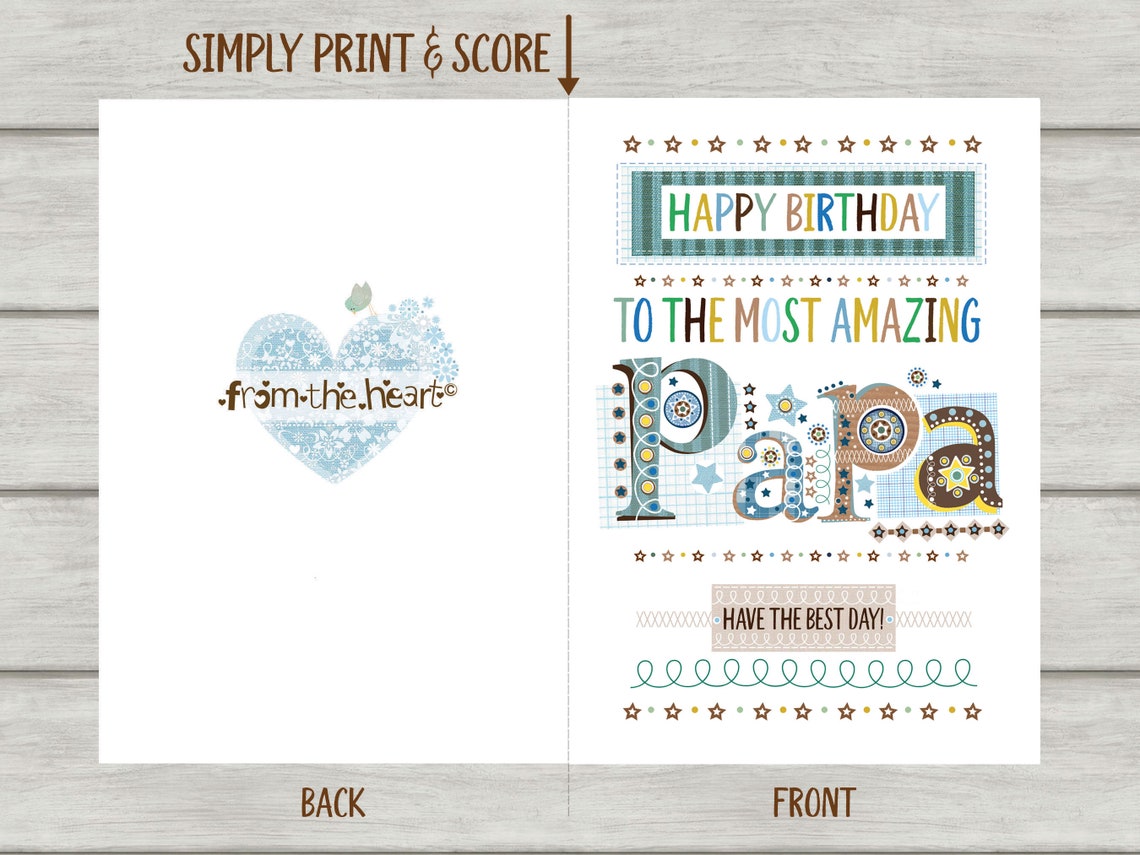 Papa BIRTHDAY Card Birthday Card for Papa Printable Birthday - Etsy