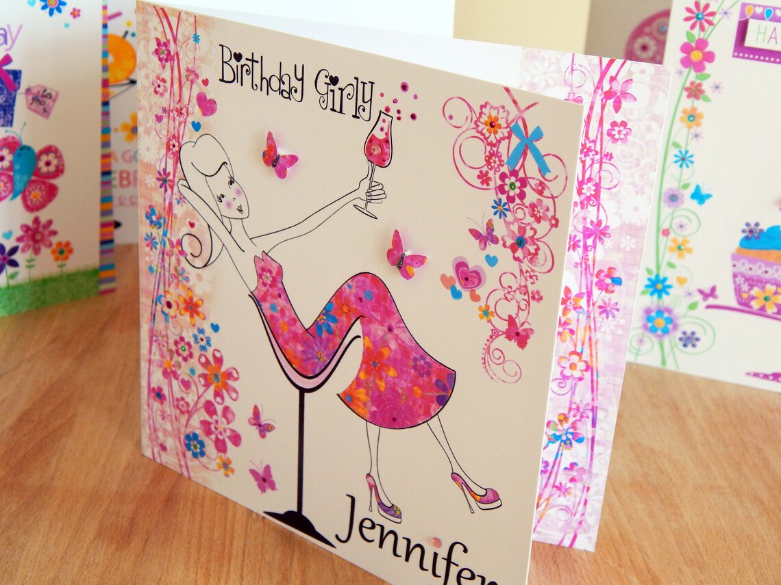 Birthday Girl Card Personalised Girly Girl Card Special Card - Etsy UK