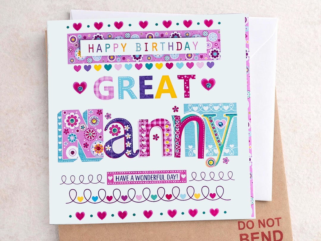 Great Nanny Birthday Card | Colourful and Embellished, Handmade - Etsy