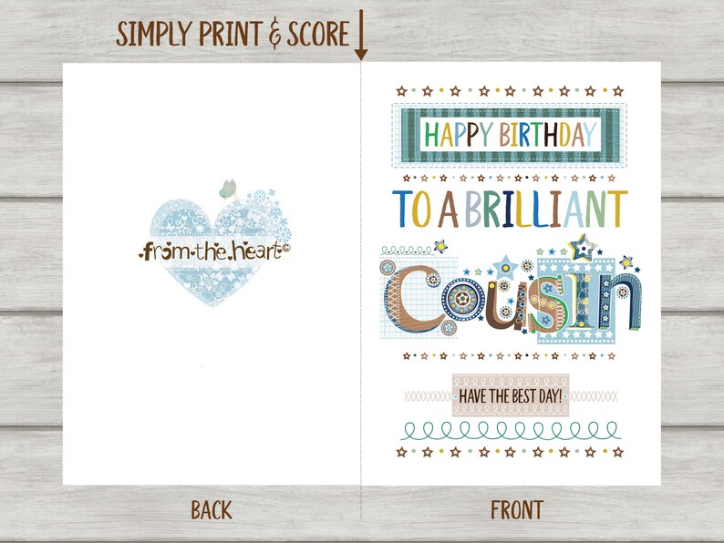 Cousin BIRTHDAY Card Birthday Card for Cousin Printable - Etsy