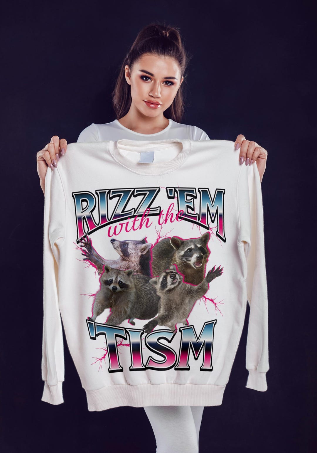 Funny Raccoon PNG - Rizz ‘em With the ‘tism Digital Design - Meme ...