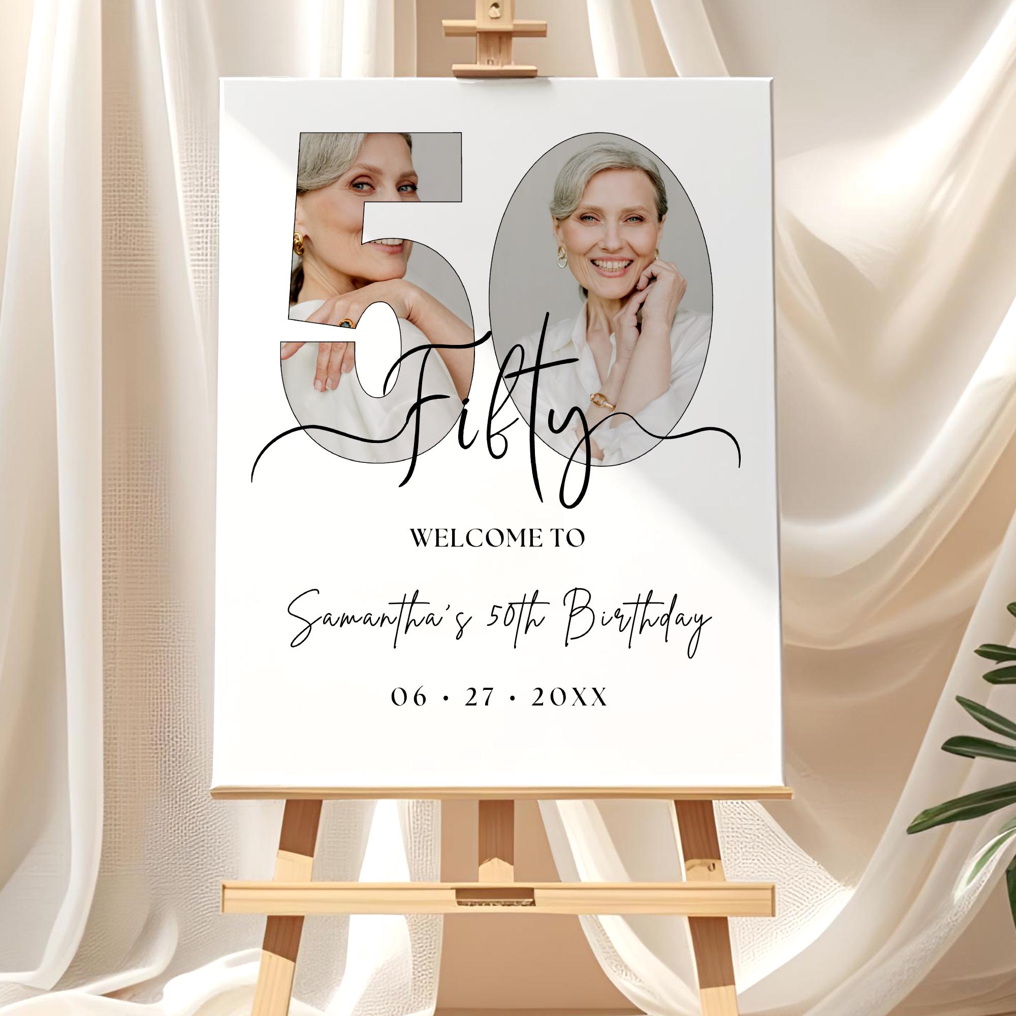 Editable 50th Birthday Welcome Sign Template, Party Welcome Sign 50th ...