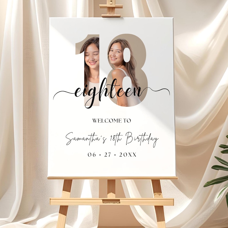 Editable 18th Birthday Welcome Sign Template, Party Welcome Sign 18th ...
