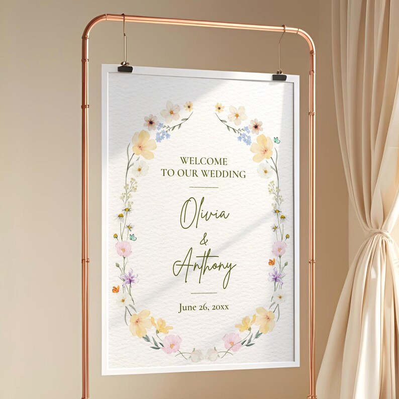 Floral Wedding Welcome Sign Template, Editable Garden Decor (digital ...