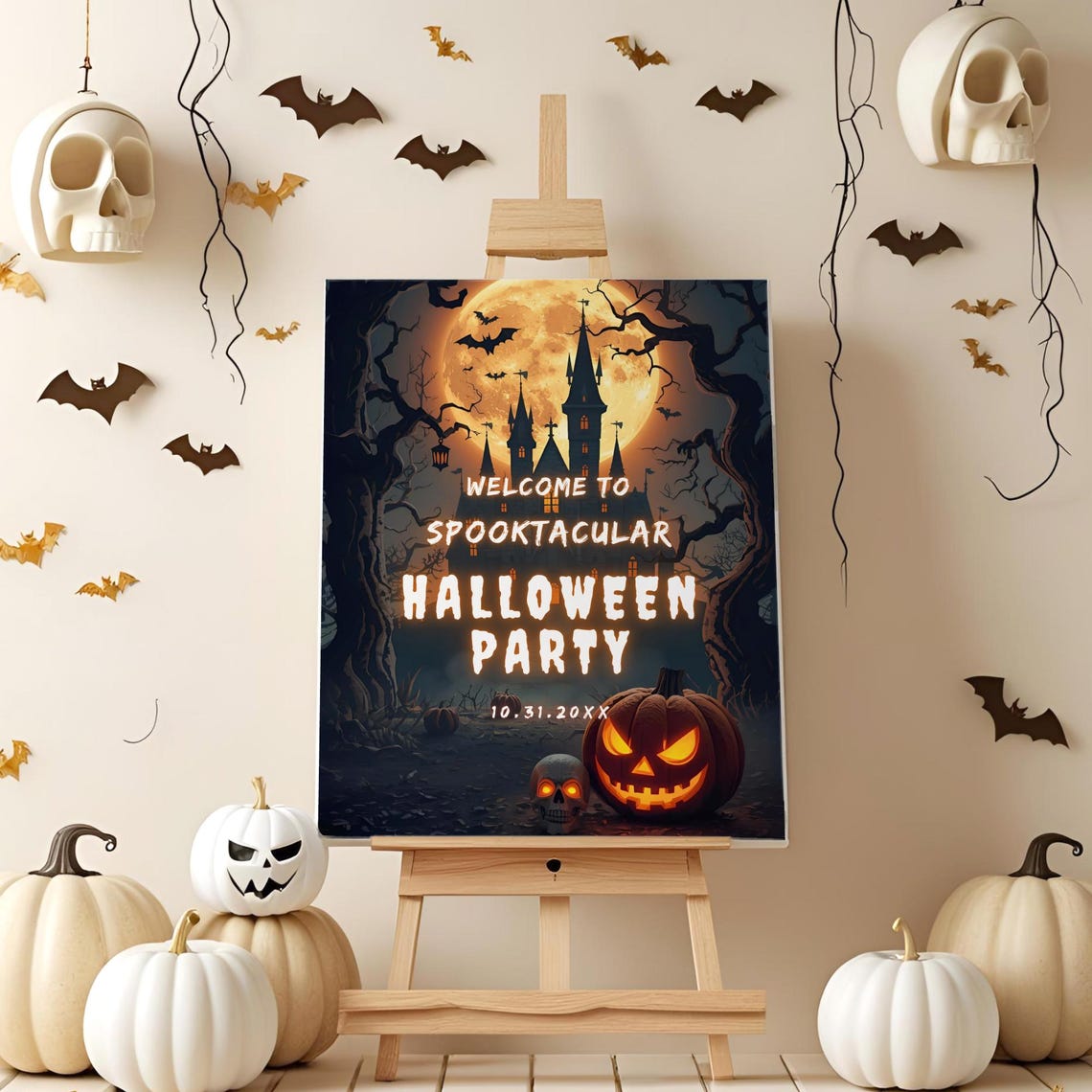 Editable Halloween Party Welcome Sign Template, Haunted Mansion Spooky ...