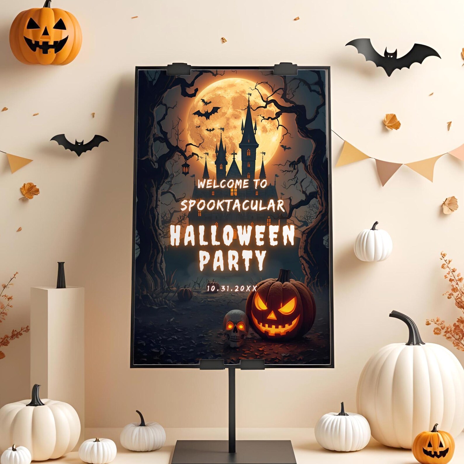 Editable Halloween Party Welcome Sign Template, Haunted Mansion Spooky ...
