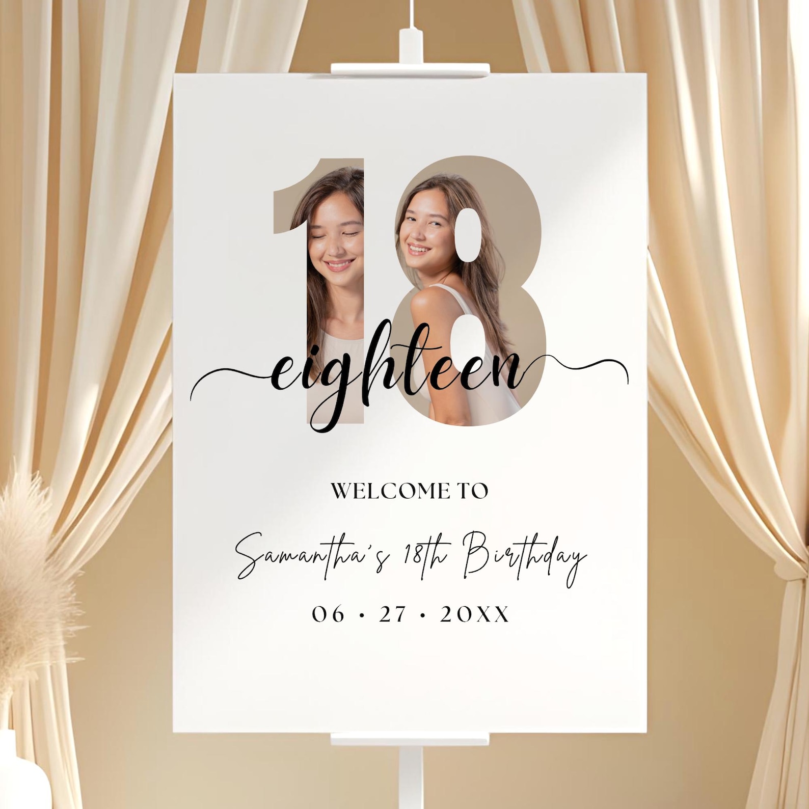 Editable 18th Birthday Welcome Sign Template, Party Welcome Sign 18th ...