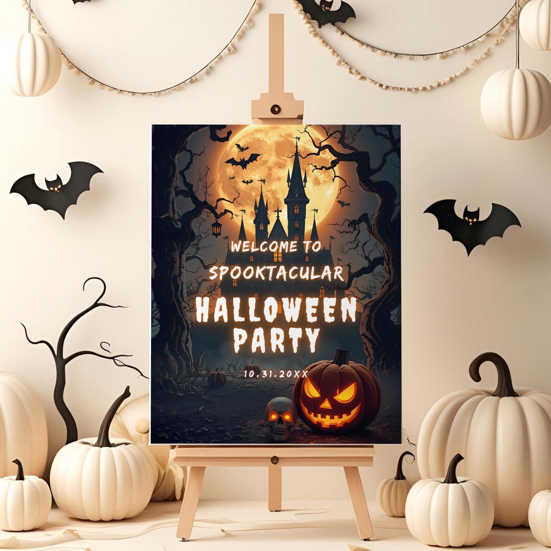 Editable Halloween Party Welcome Sign Template, Haunted Mansion Spooky ...
