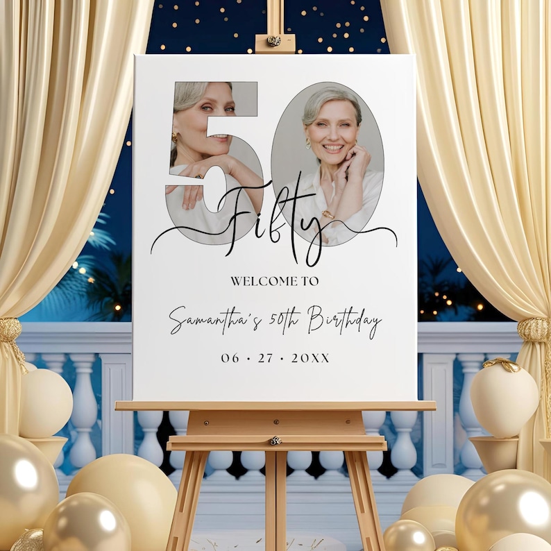 Editable 50th Birthday Welcome Sign Template, Party Welcome Sign 50th ...