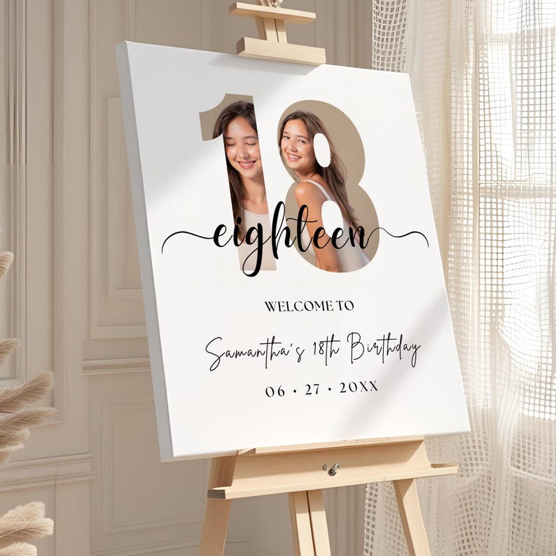 Editable 18th Birthday Welcome Sign Template, Party Welcome Sign 18th ...