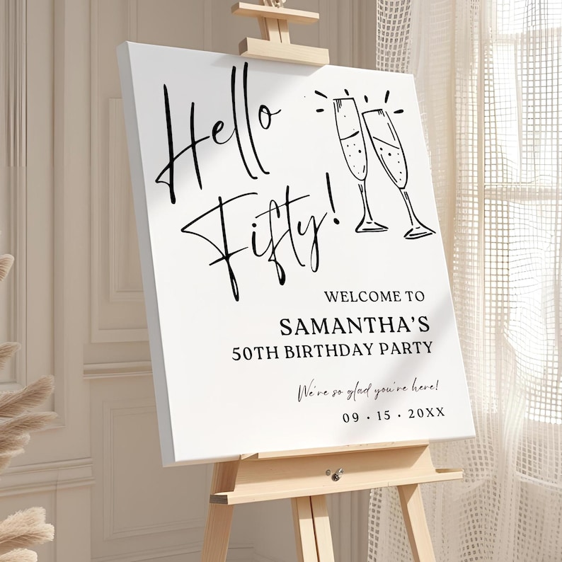 Minimalist Birthday Welcome Sign Template, Editable Any Age Party ...