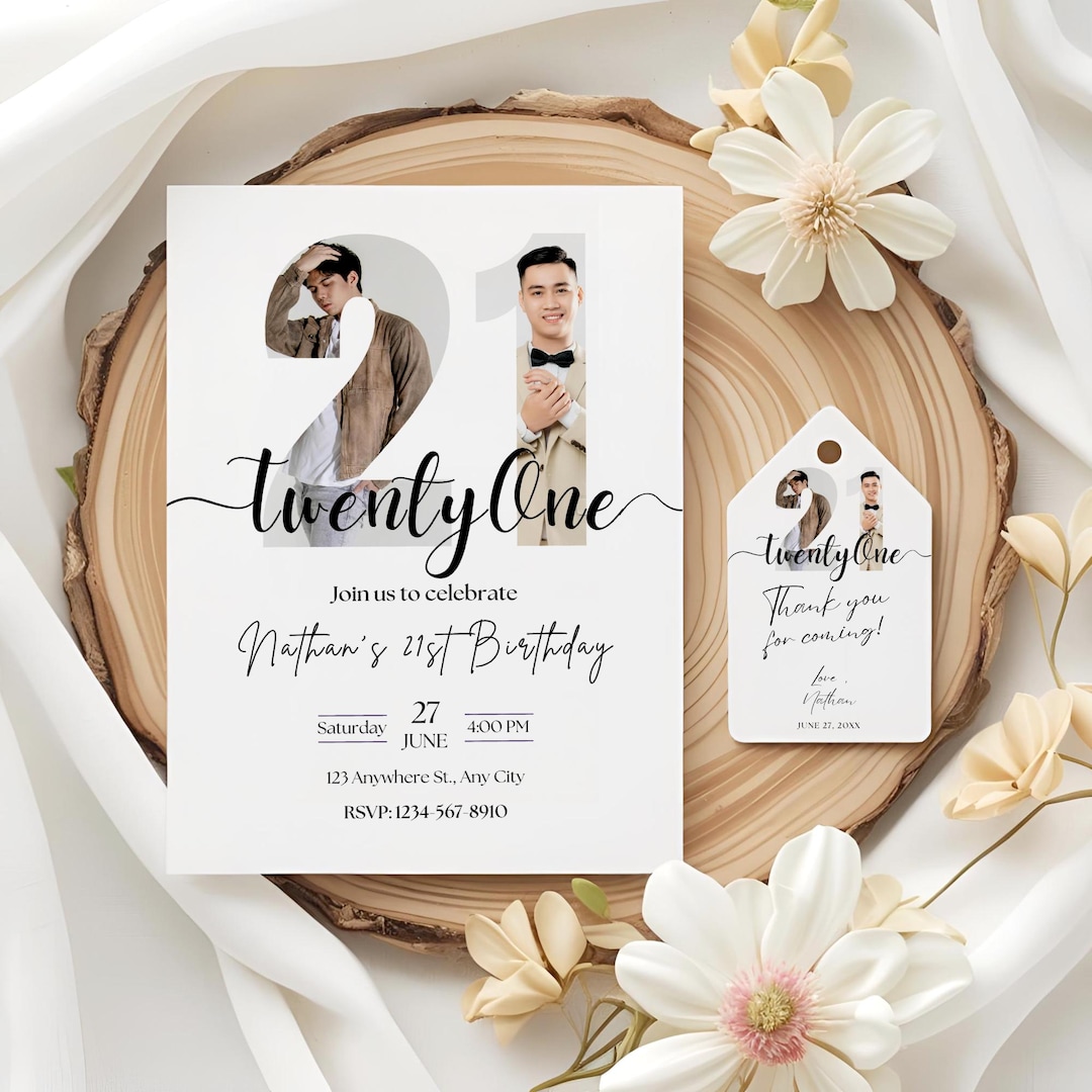 Editable 21st Birthday Invitation Template, Photo Collage (digital ...