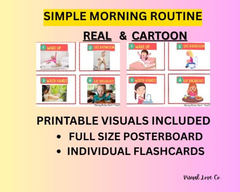 Printable Morning Routine Chart for Girls | Autism Visual Schedule ...