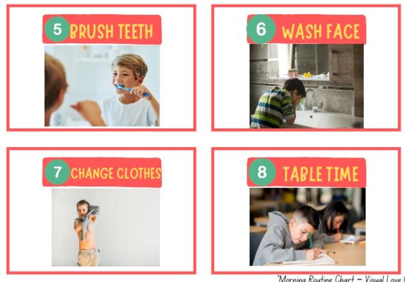 Printable Morning Routine Chart for Boys | Autism Visual Schedule ...