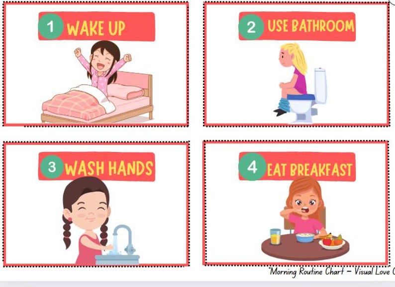 Printable Morning Routine Chart for Girls | Autism Visual Schedule ...