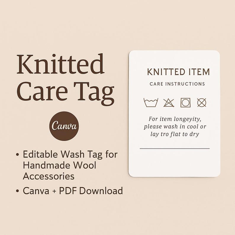 Editable Care Instructions Card Template: Handmade Product Packaging ...
