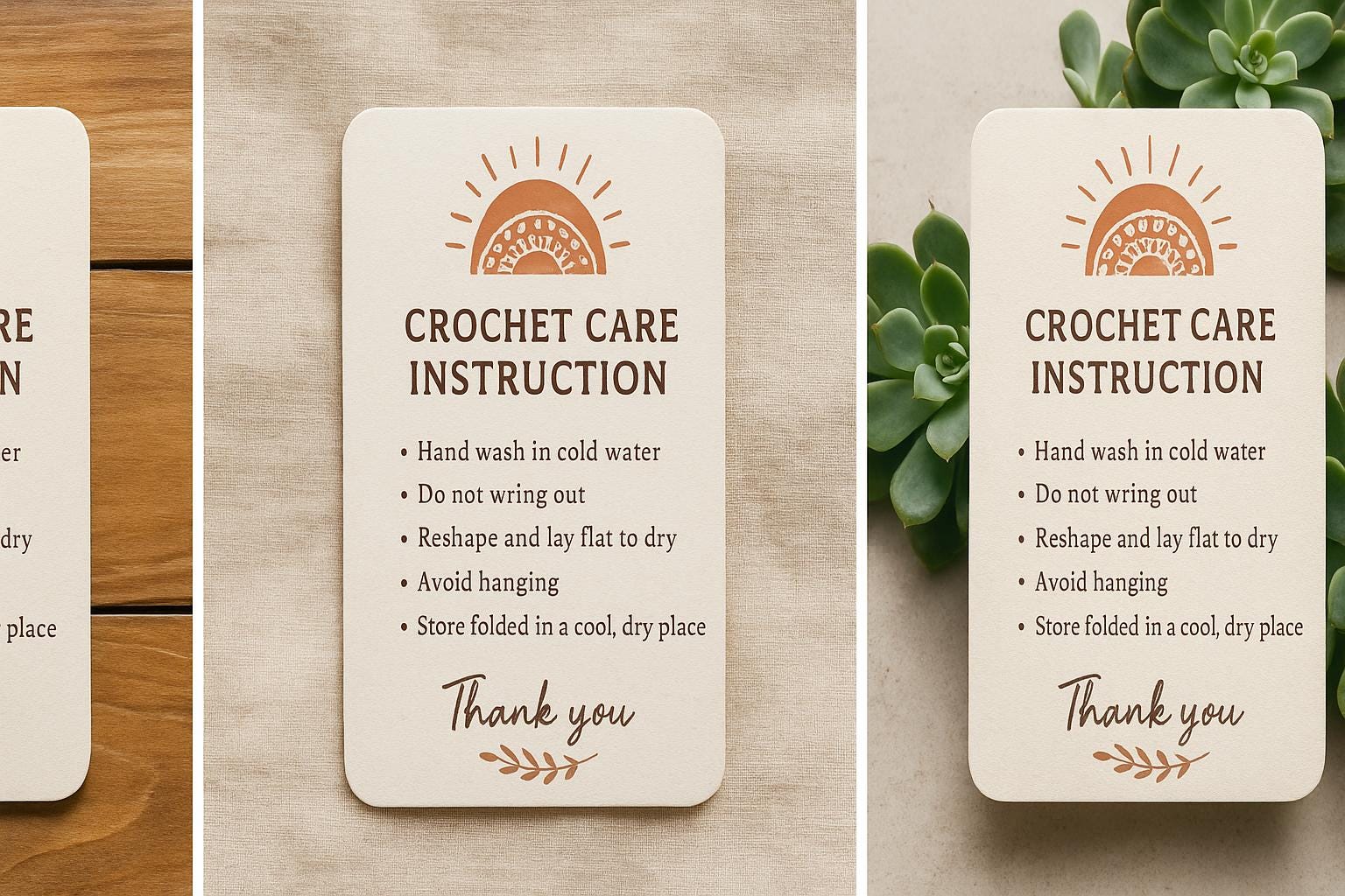 Editable Crochet Care & Wash Instructions Card | Boho Printable Care ...