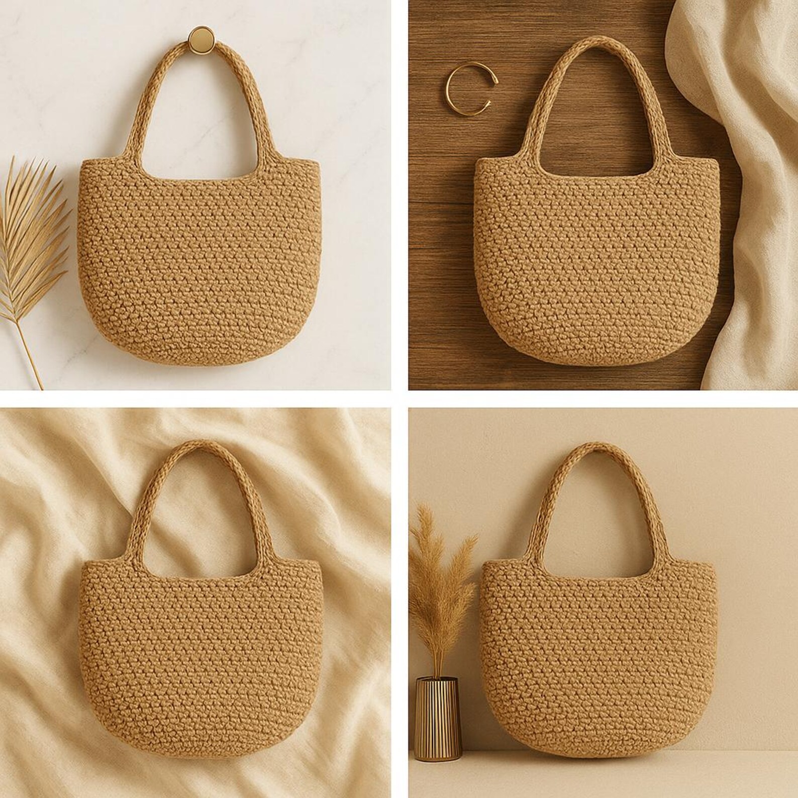 Crochet Tote Bag Mockup Bundle: Boho Product Photography (instant ...