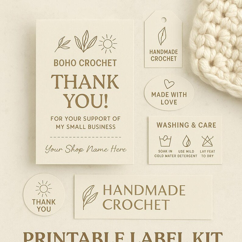 Boho Label Kit for Handmade Products | Editable Canva Tags, Hang Cards ...