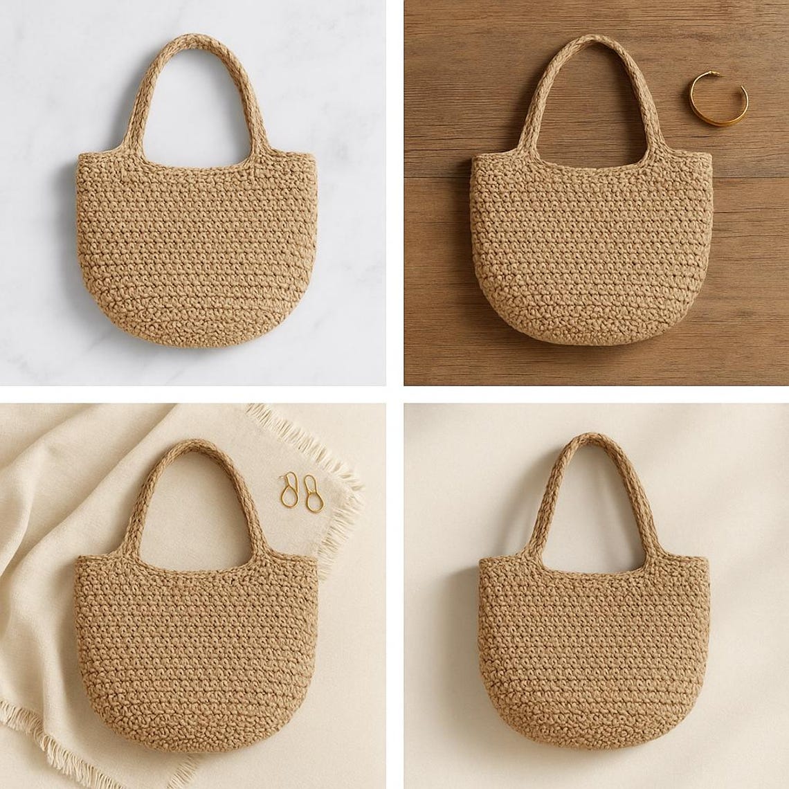 Crochet Tote Bag Mockup Bundle: Boho Product Photography (instant ...