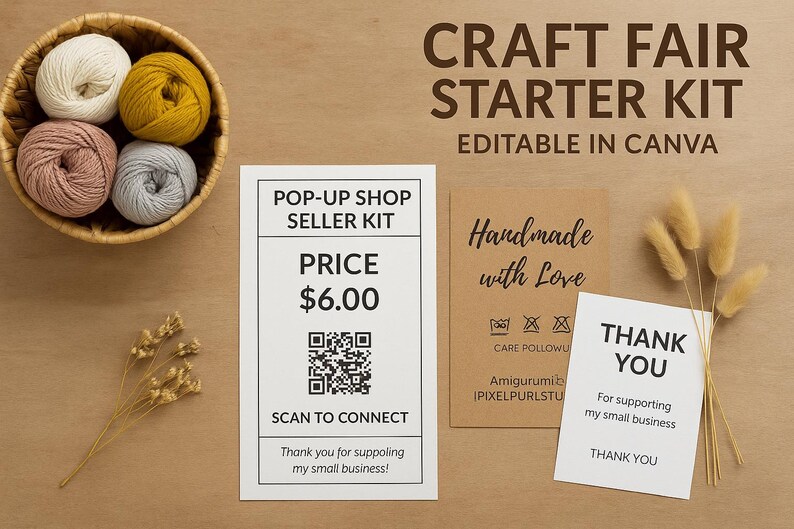 Craft Fair Seller Kit | Editable Canva Price Tags, Booth Signs (digital ...