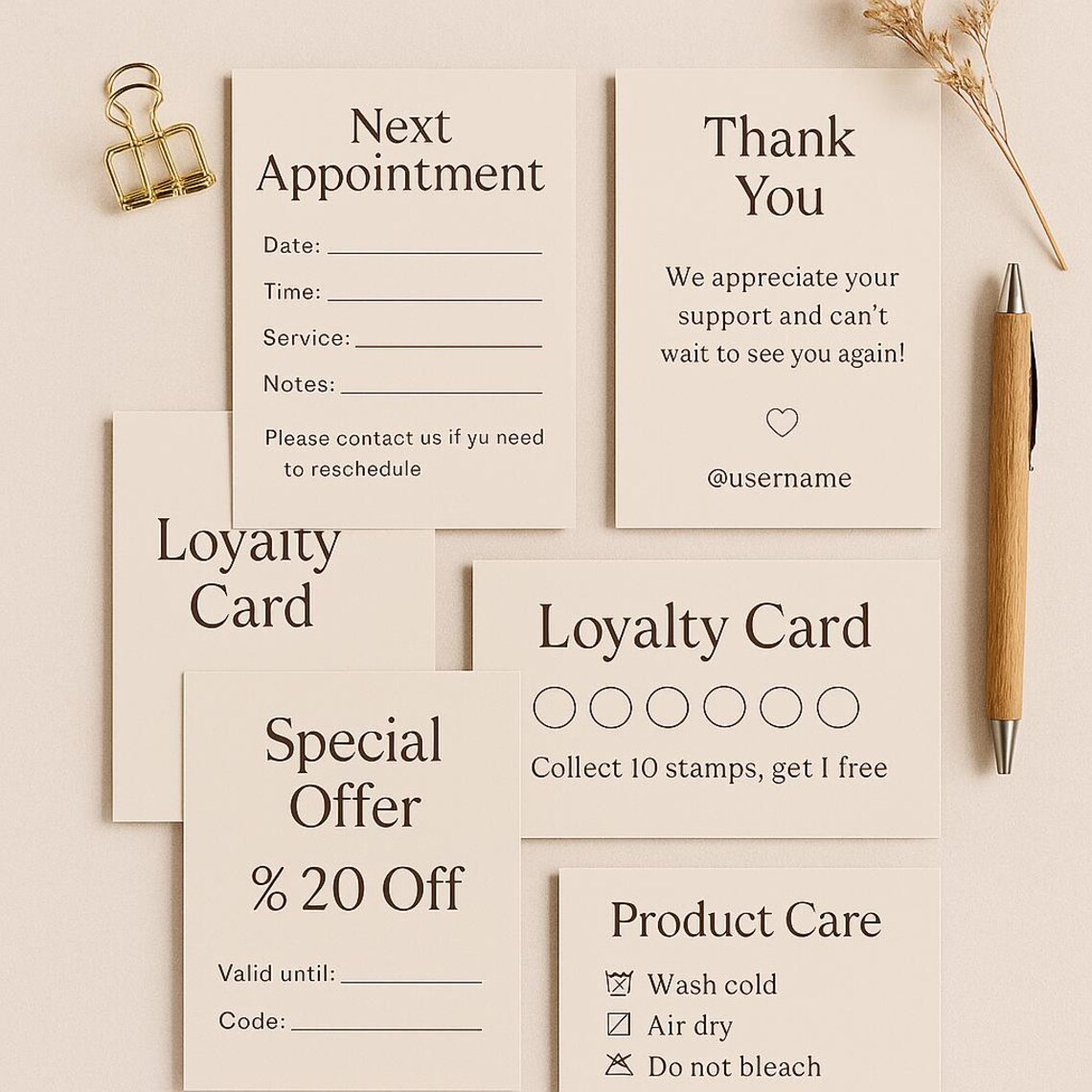 Editable Client Care Card Templates | Thank You, Loyalty, Aftercare ...
