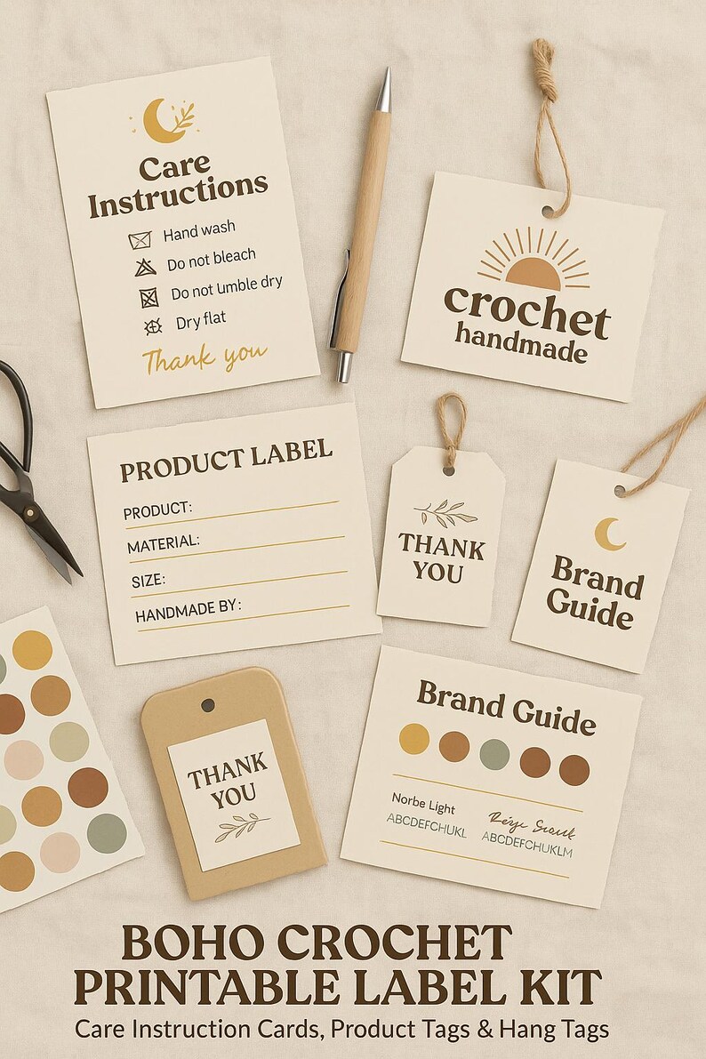 Boho Label Kit for Handmade Products | Editable Canva Tags, Hang Cards ...