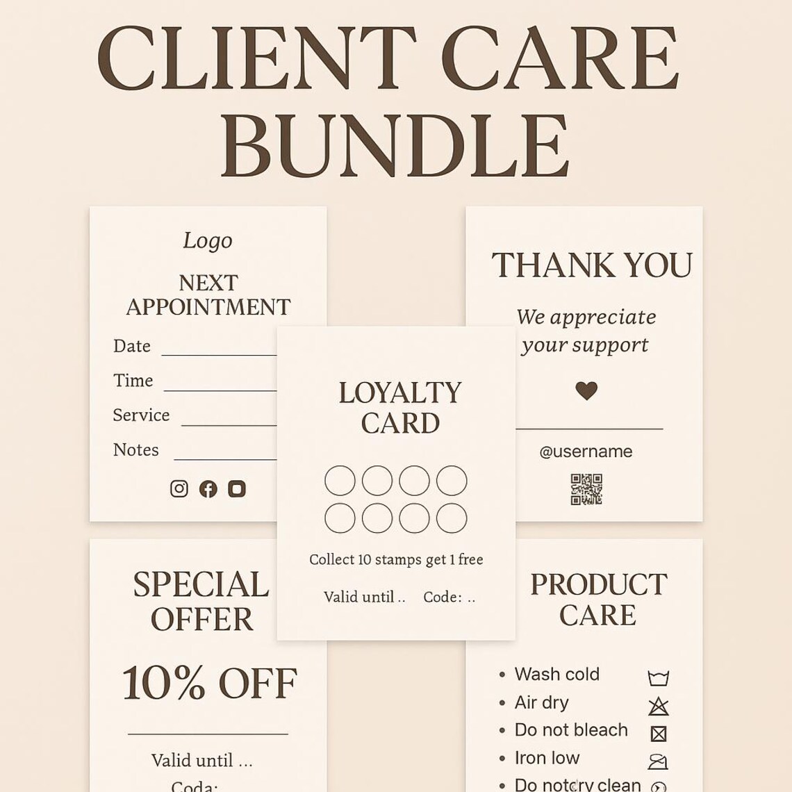 Editable Client Care Card Templates | Thank You, Loyalty, Aftercare ...
