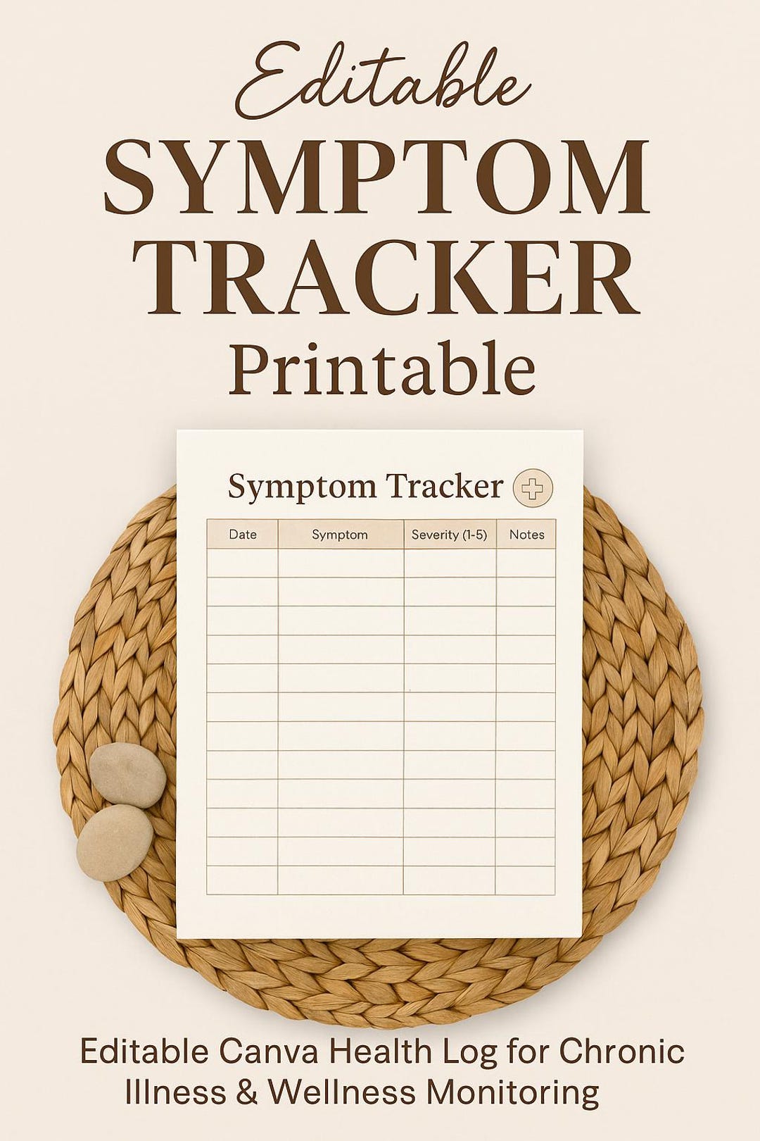 Symptom Tracker Printable | Editable Canva Health Log for Chronic ...