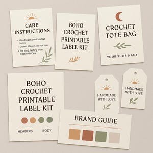 Boho Label Kit for Handmade Products | Editable Canva Tags, Hang Cards ...