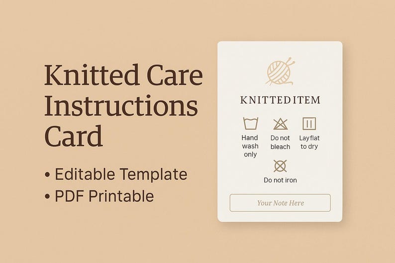 Editable Care Instructions Card Template: Handmade Product Packaging ...