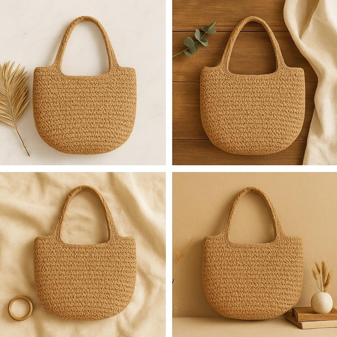 Crochet Tote Bag Mockup Bundle: Boho Product Photography (instant ...