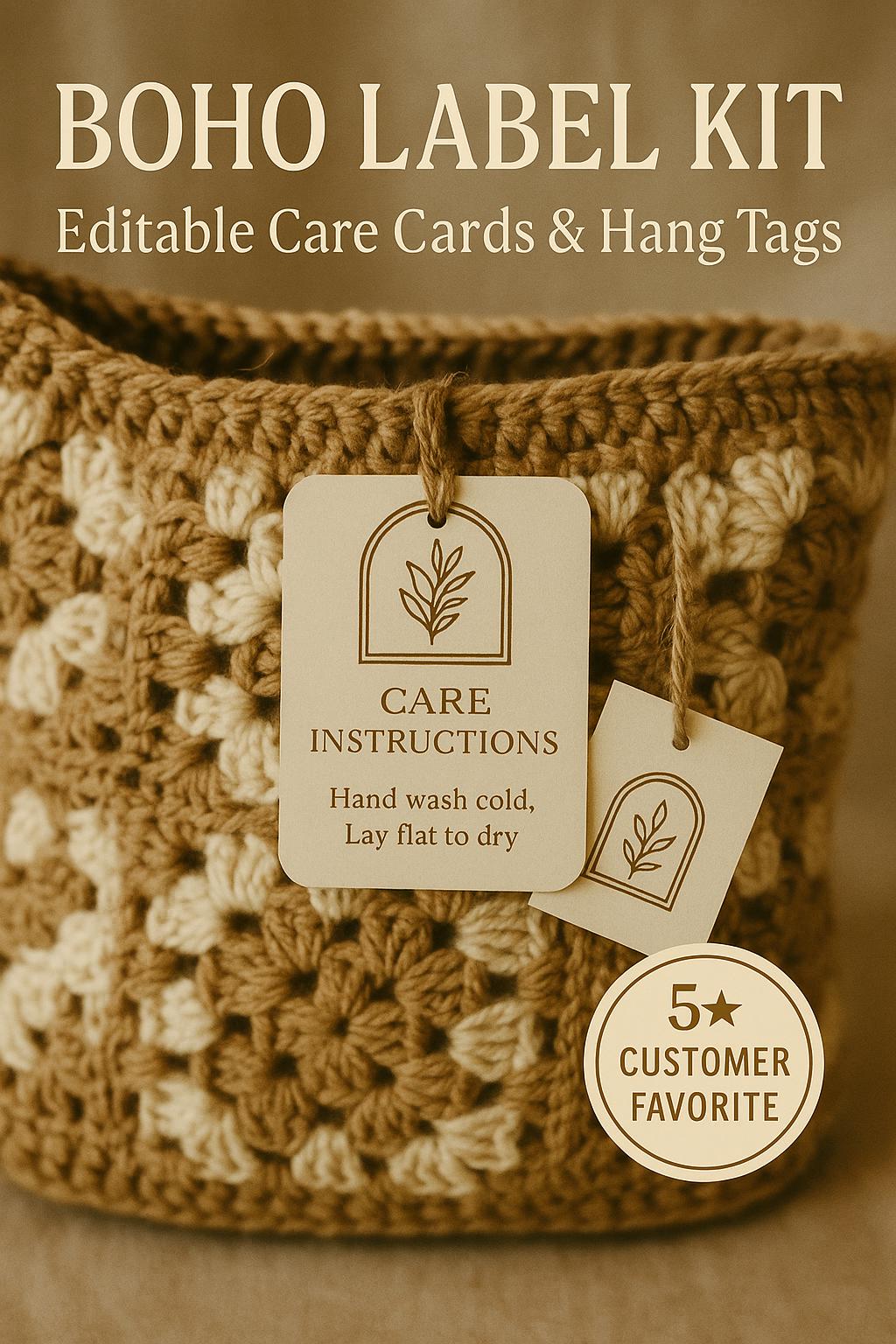 Boho Label Kit for Handmade Products | Editable Canva Tags, Hang Cards ...