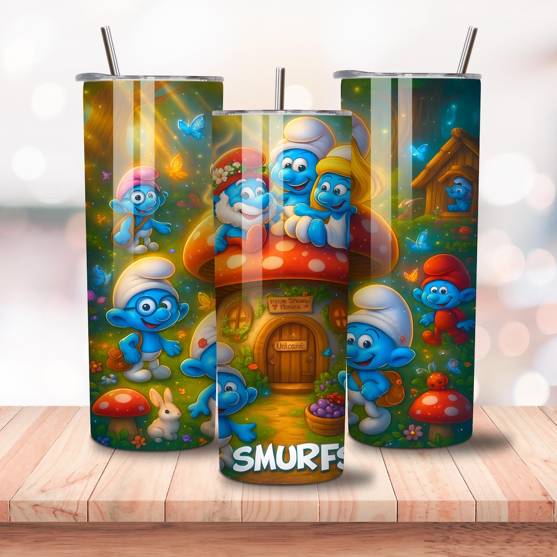 Cute Cartoon Creatures 20oz Skinny Tumbler Design PNG – Blue Cartoon ...