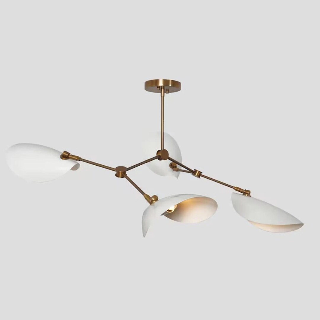 4 Arm Lights Curved Disk Shade Branch Ceiling - Mid Century Modern ...