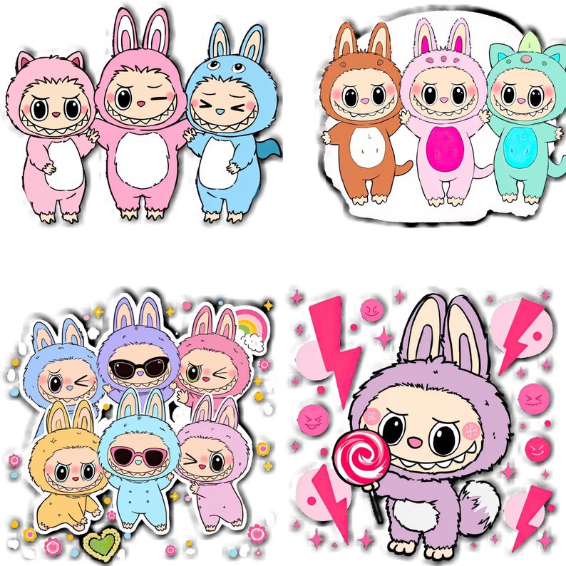 Labubu PNG Clipart Bundle, Labubu Png, Kawaii Monsters Cliparts, Labubu ...