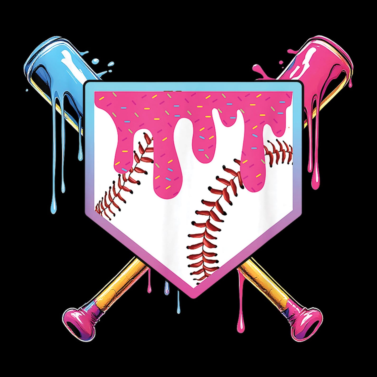 Baseball Drip PNG - Ice Cream Drip Youth Boys Design - Colorful Sports ...