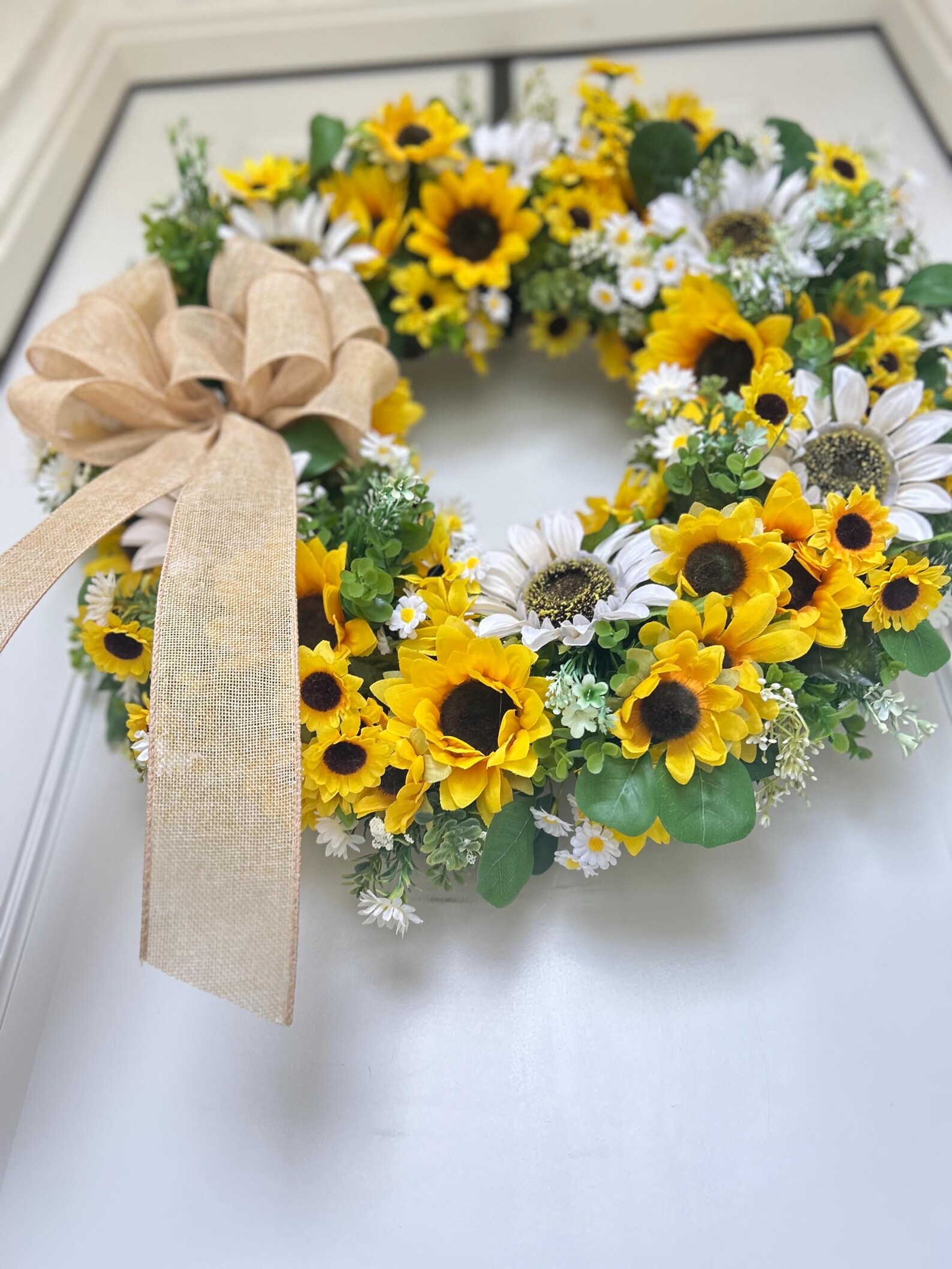Sunflower & Greenery Wreath: Farmhouse Summer Door Decor - Etsy