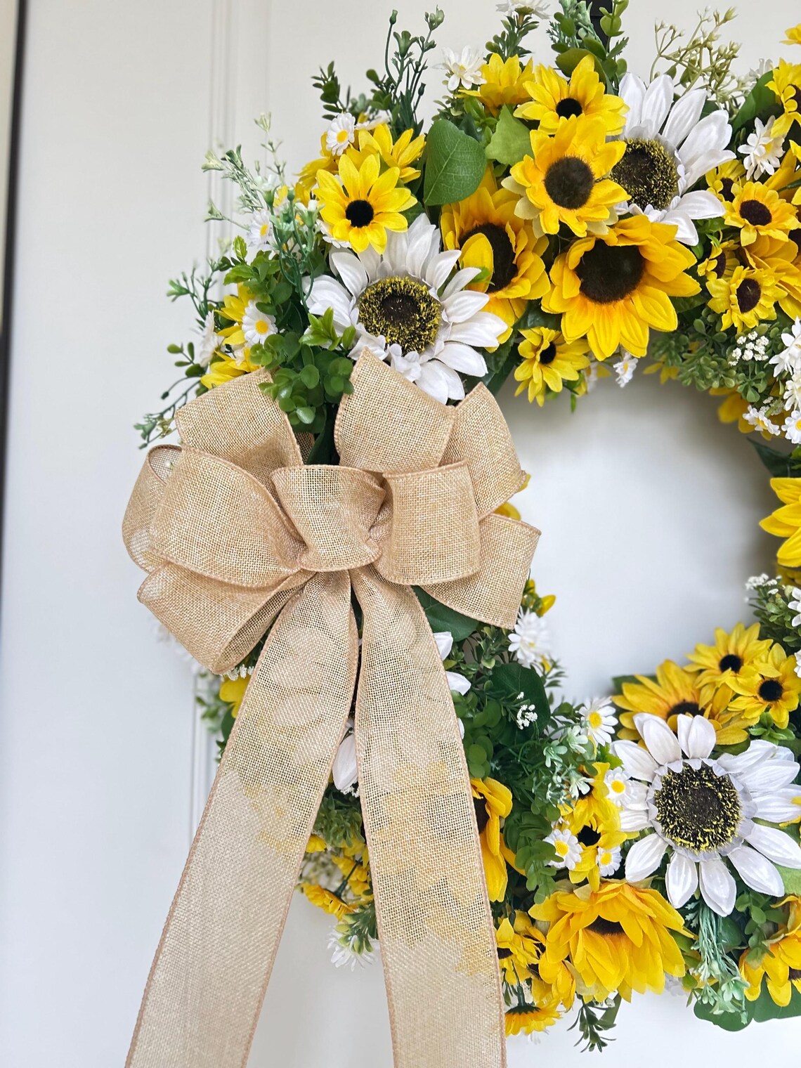 Sunflower & Greenery Wreath: Farmhouse Summer Door Decor - Etsy