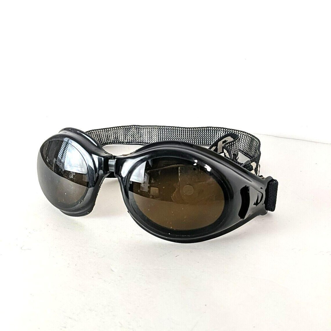 Vintage Barracuda Outdoor Sun Safety Goggles Black Headband Amber Brown ...